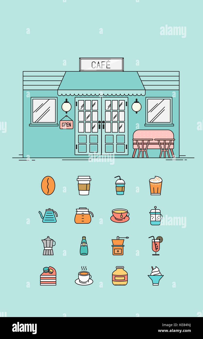 Icon set related to cafe Stock Photo - Alamy
