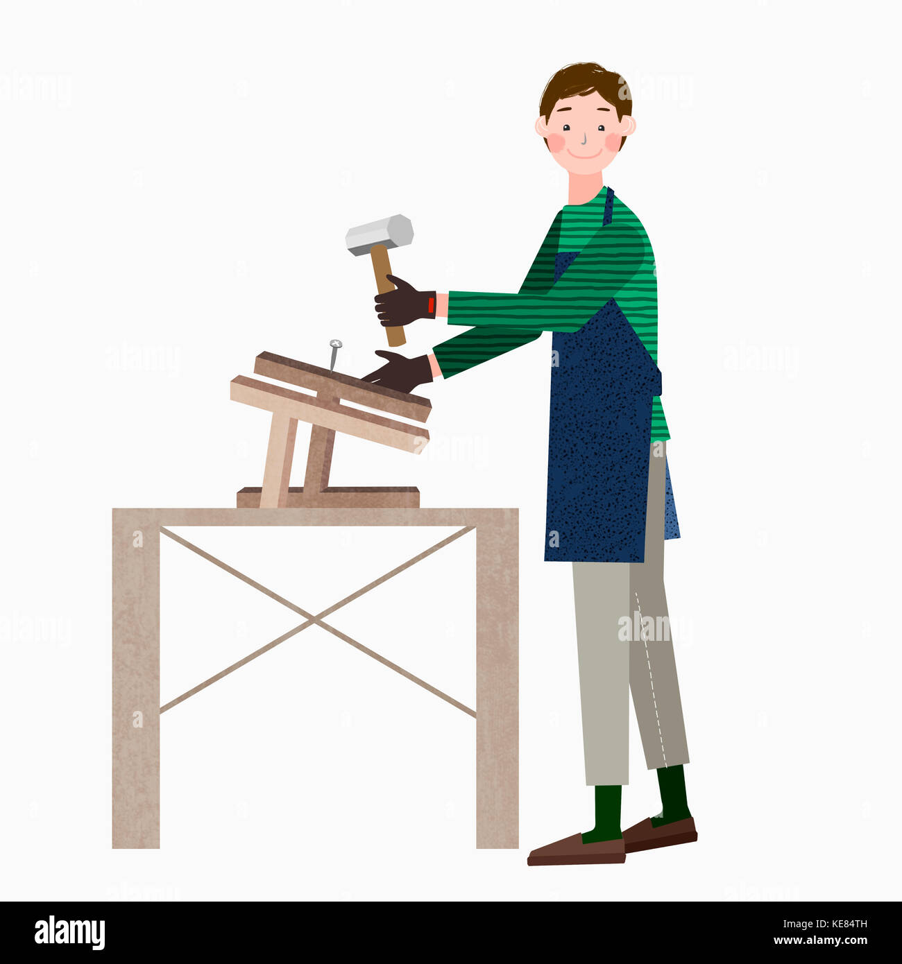 Male carpenter holding wood Cut Out Stock Images & Pictures - Alamy