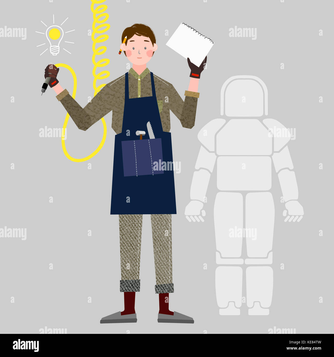 Smiling male robot engineer Stock Photo - Alamy