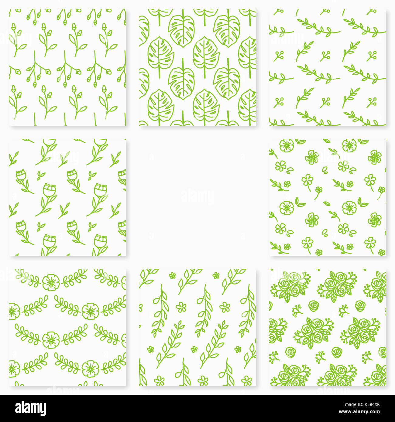 Various consecutive green flower patterns Stock Photo - Alamy