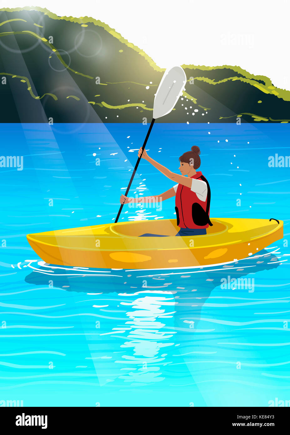 Woman riding on a canoe Stock Photo - Alamy