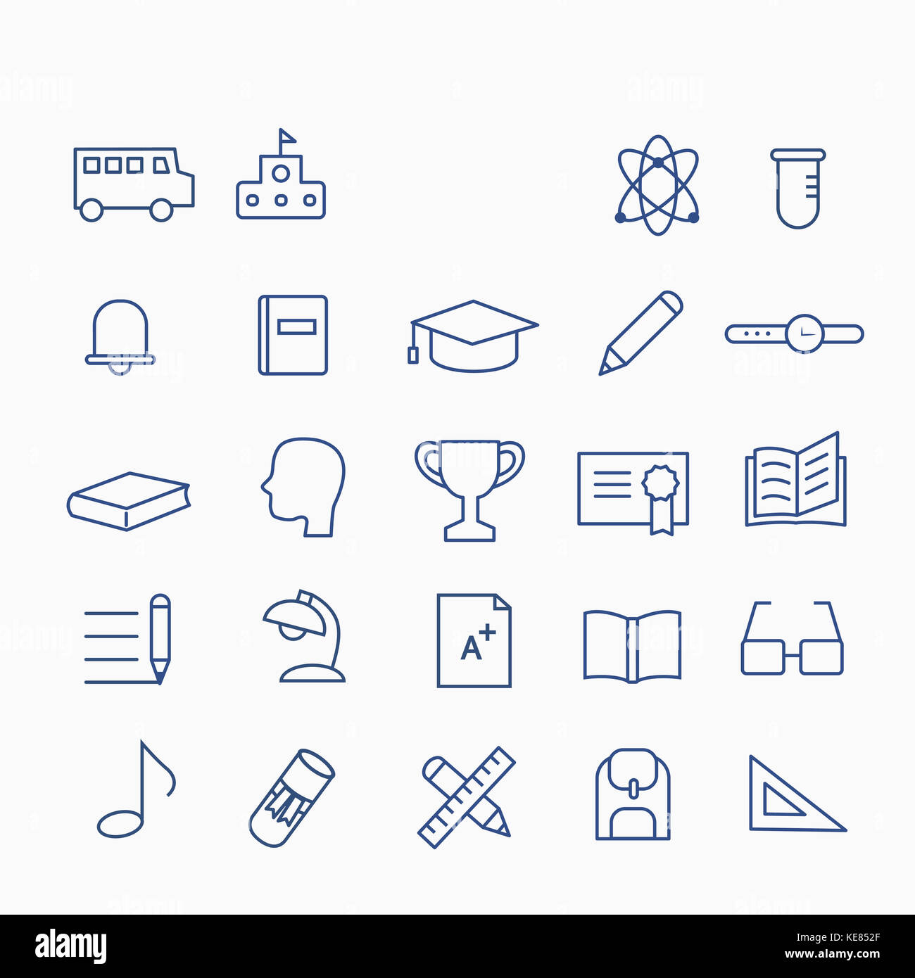 Set of various line icons related to school education Stock Photo - Alamy