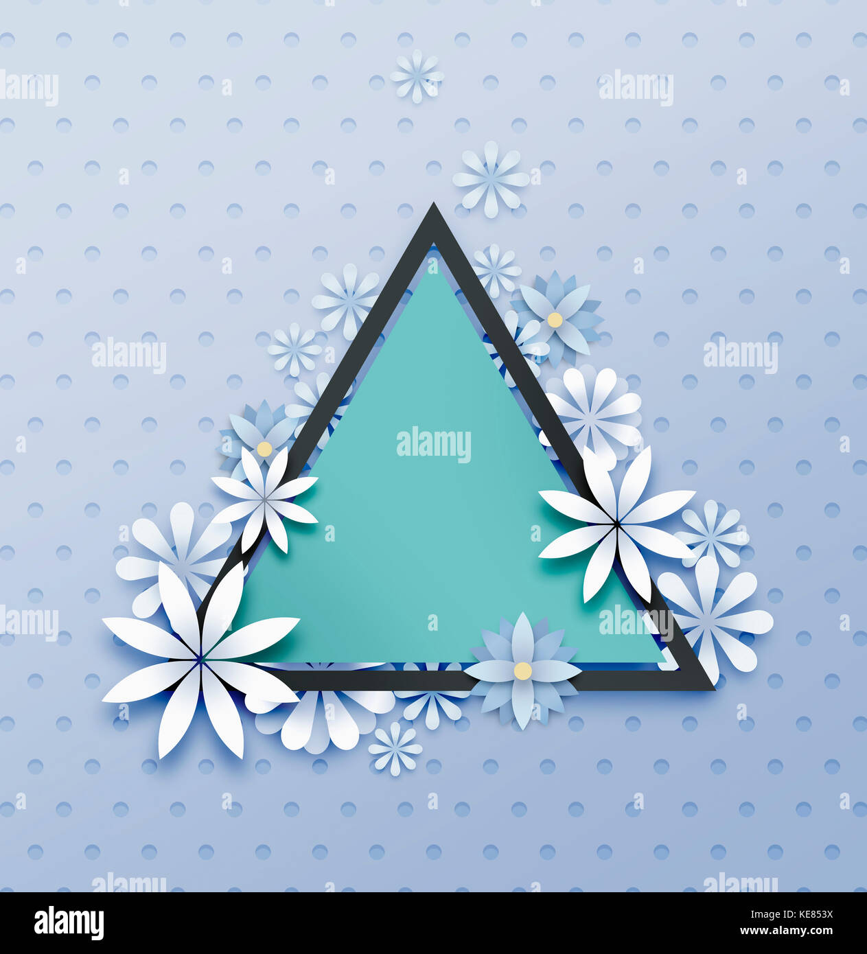 Triangular frame with flowers, paper illustration Stock Photo - Alamy