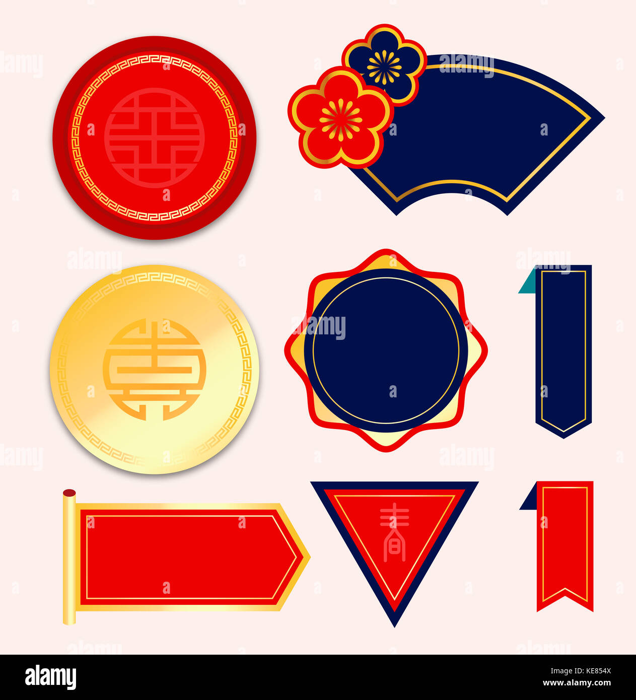 Various sticker labels with traditional oriental patterns Stock Photo ...
