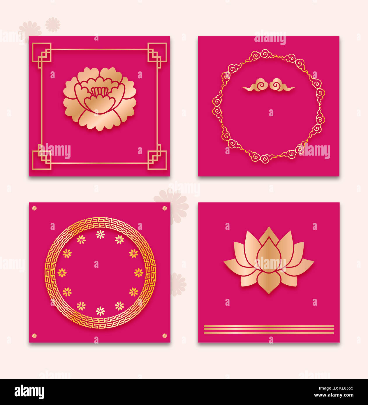 Labels with various traditional oriental patterns Stock Photo - Alamy