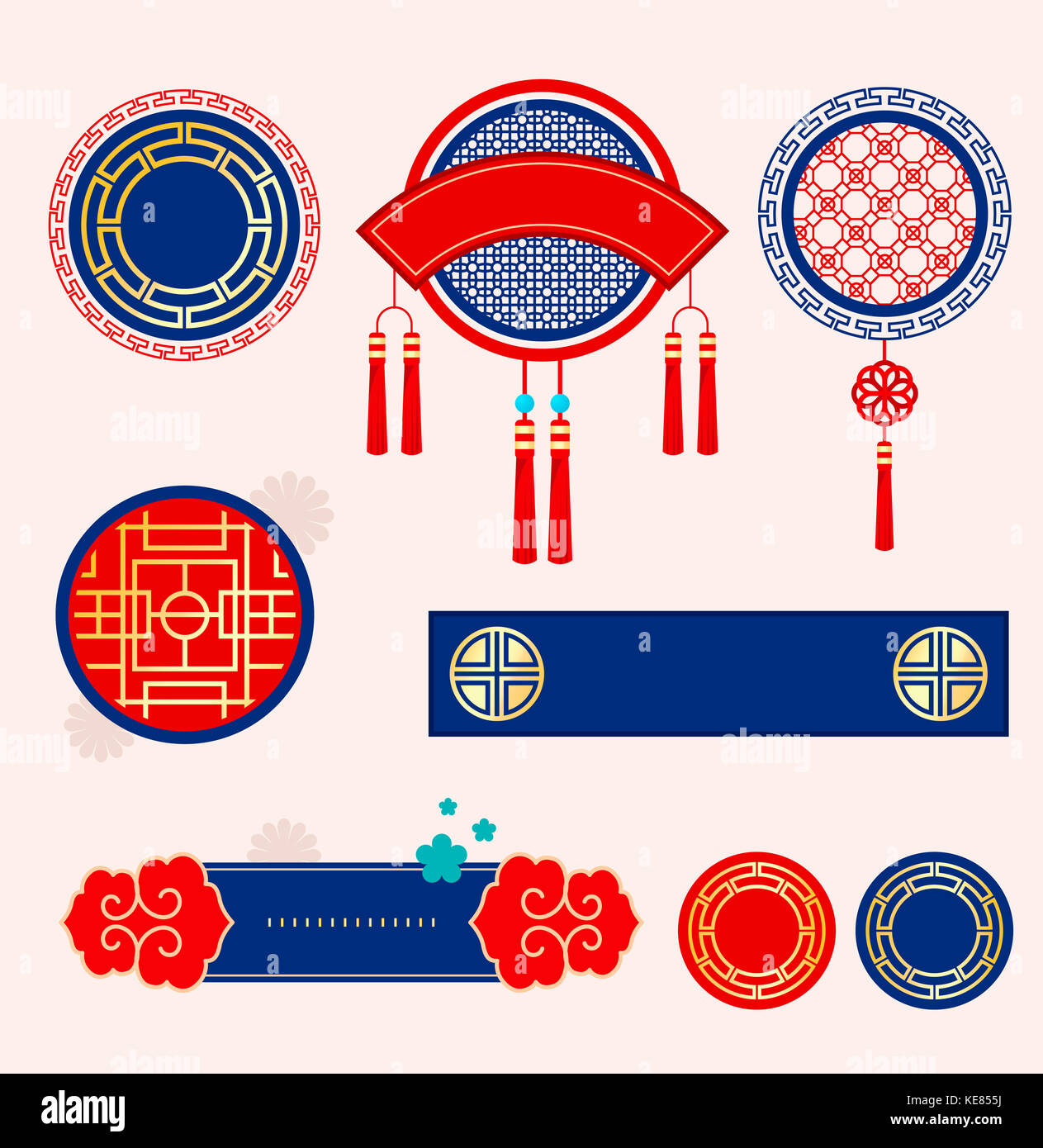 Various sticker labels with traditional oriental patterns Stock Photo ...