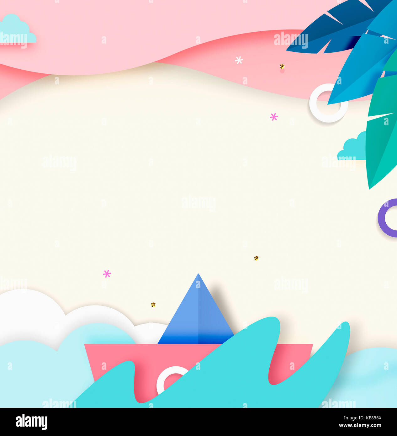 Background of summer, paper illustration Stock Photo - Alamy