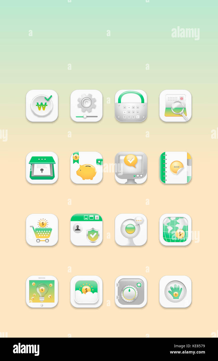 Icon set of various mobile apps Stock Photo - Alamy