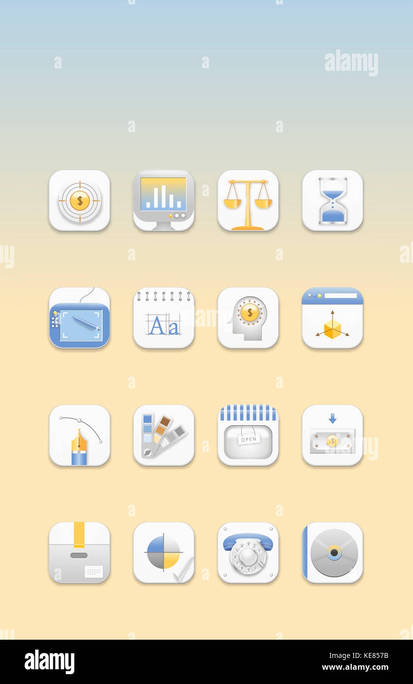 Icon set of various mobile apps Stock Photo - Alamy