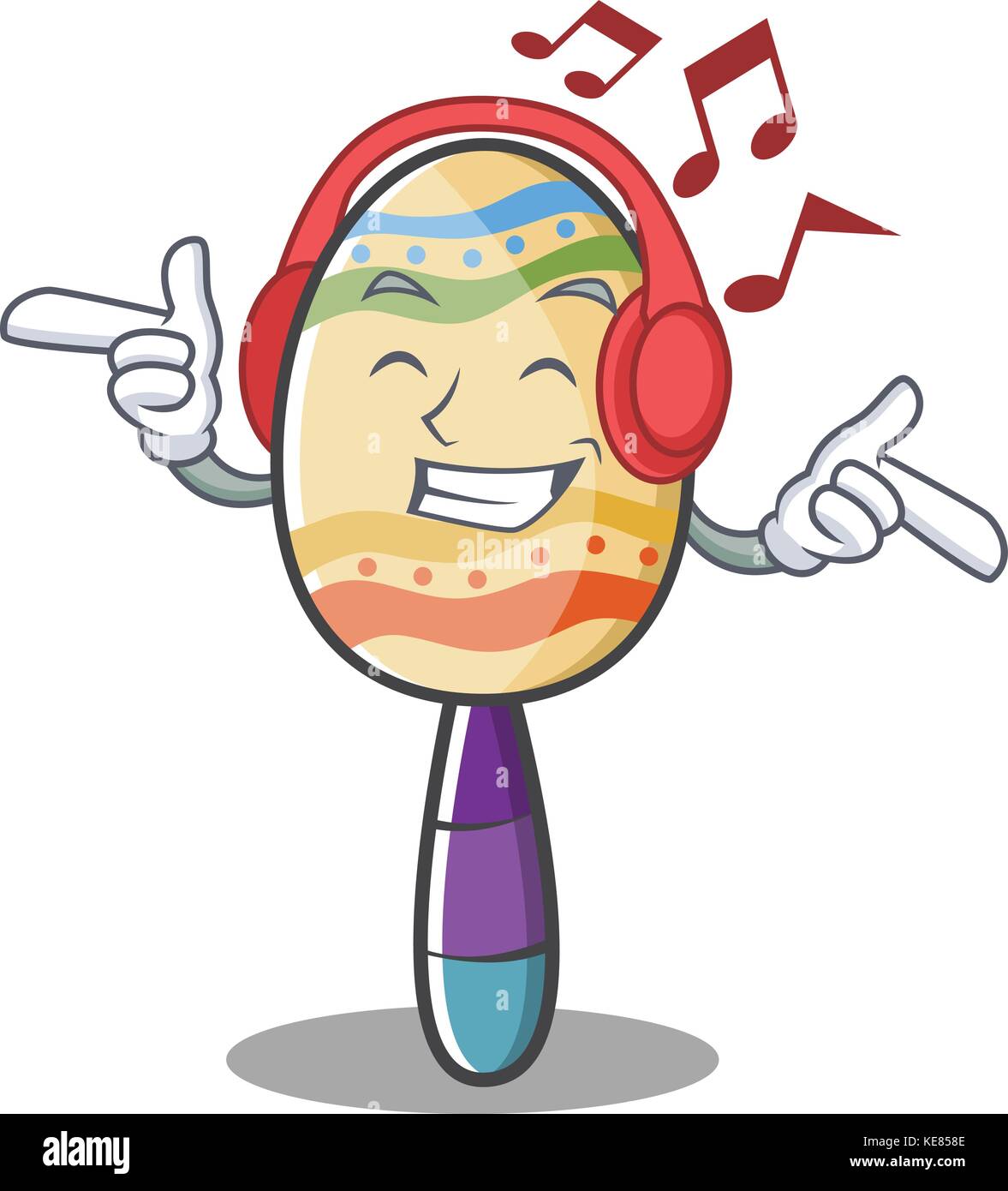 Listening music maracas character cartoon style Stock Vector Image ...