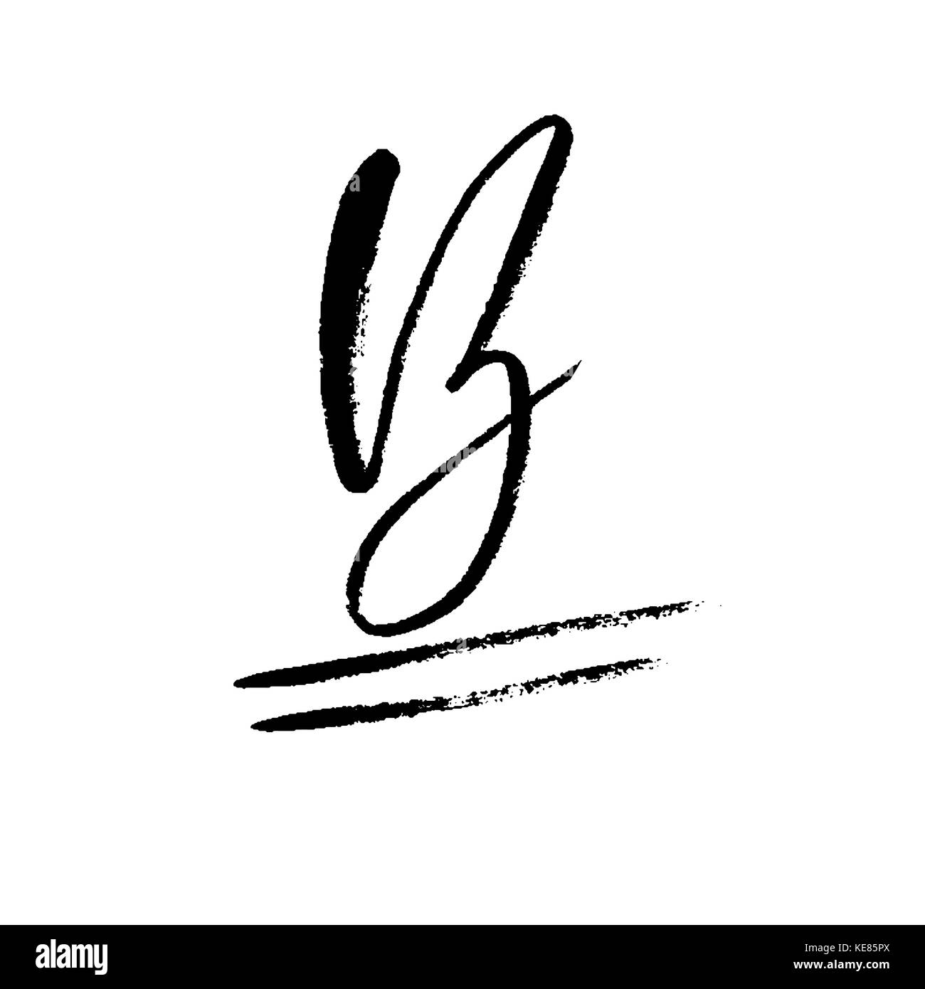 Hand painted letter B. Dry brush modern lettering. Vector illustration ...
