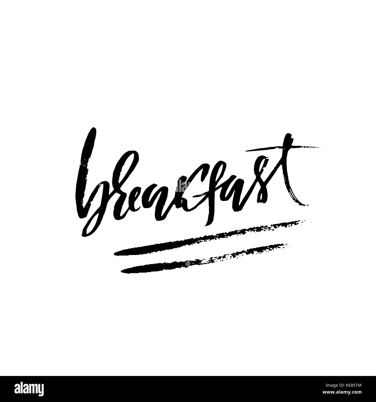 Breakfast. Modern dry brush lettering. Morning quotes. Hand written ...