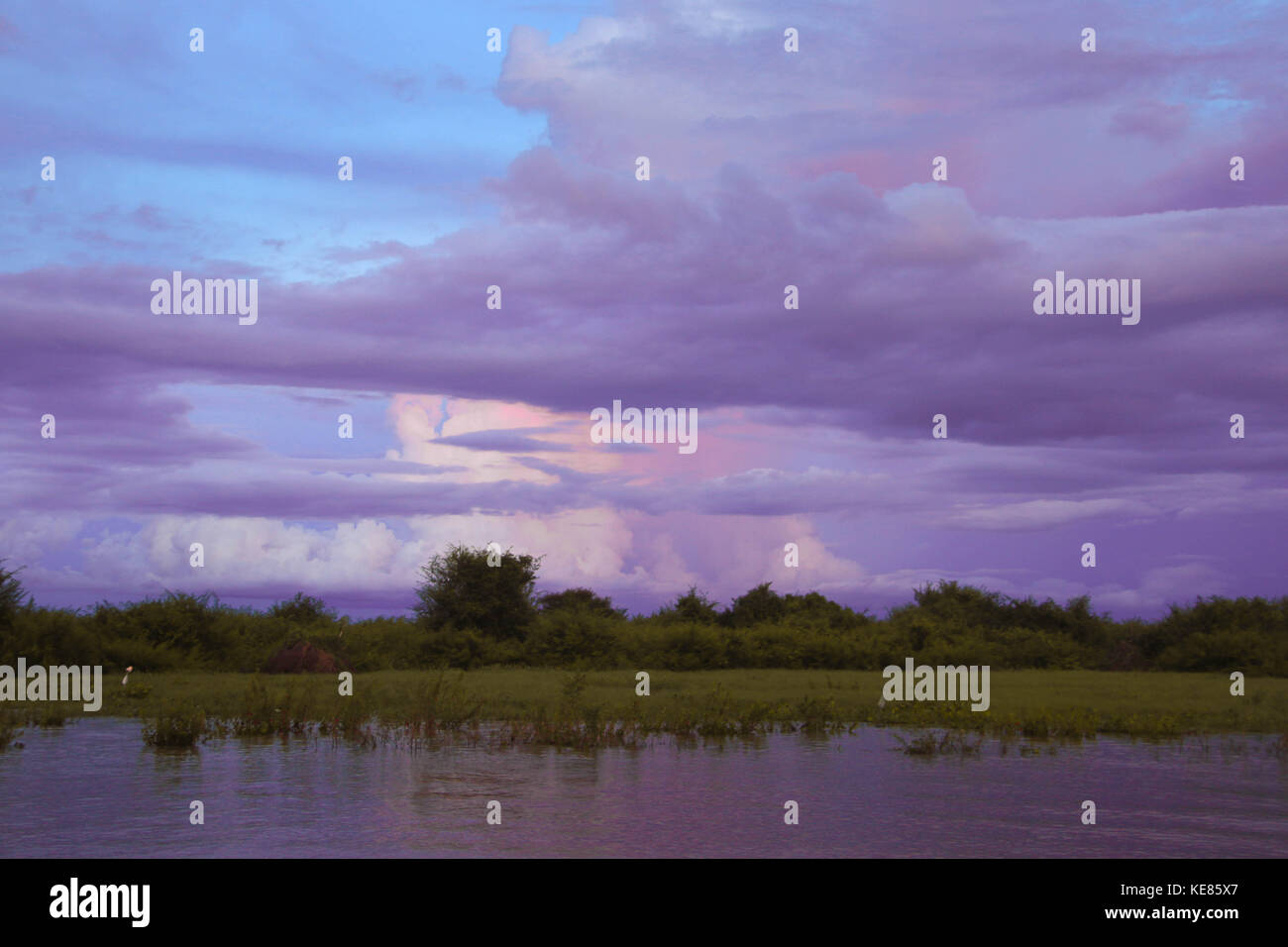 The beautiful sunset at the Tonle Sap Lake Stock Photo - Alamy