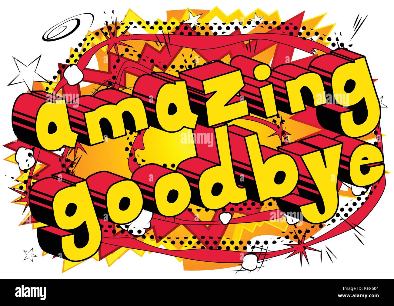Amazing Goodbye - Comic book style phrase on abstract background Stock ...
