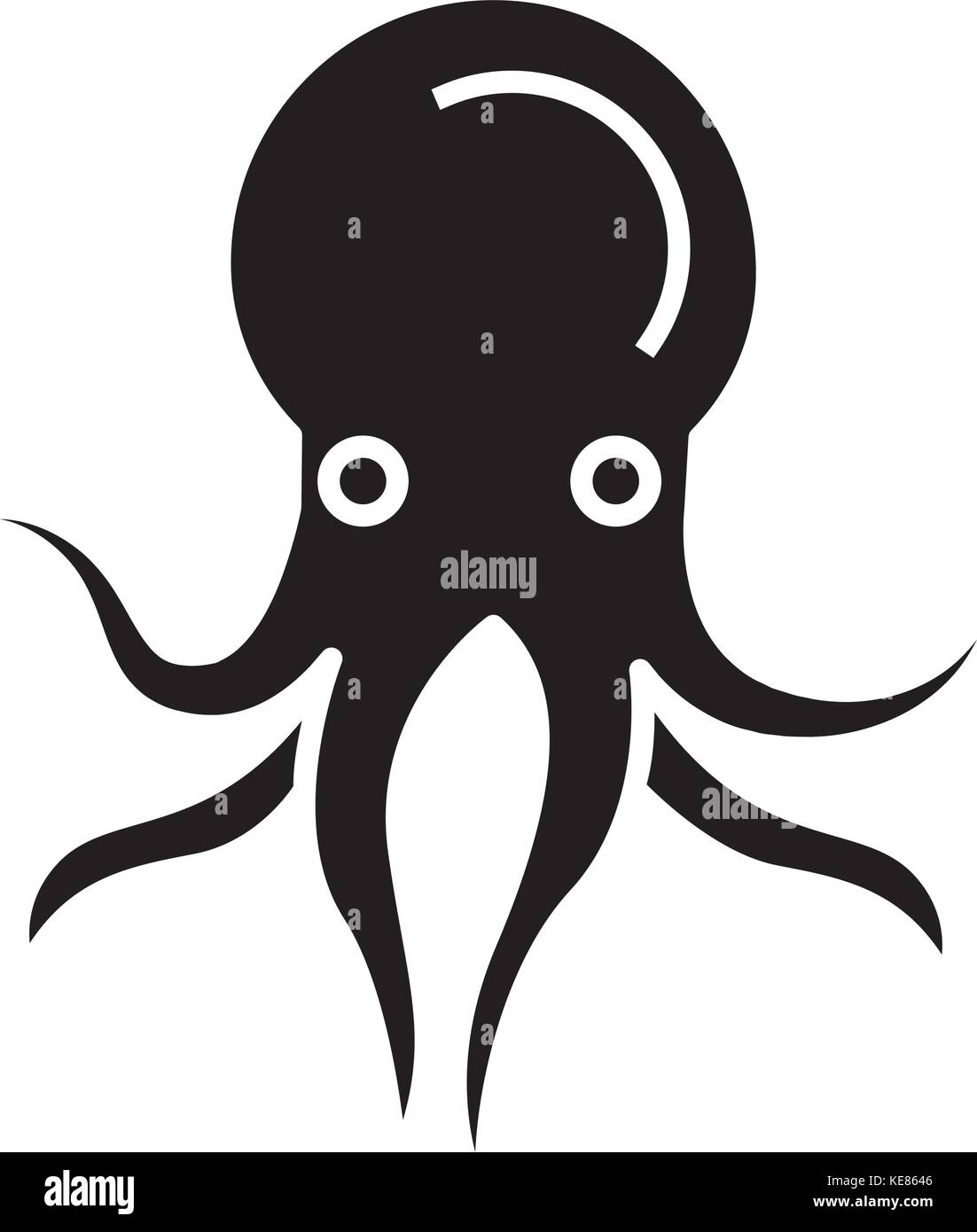 octopus icon, vector illustration, black sign on isolated background ...