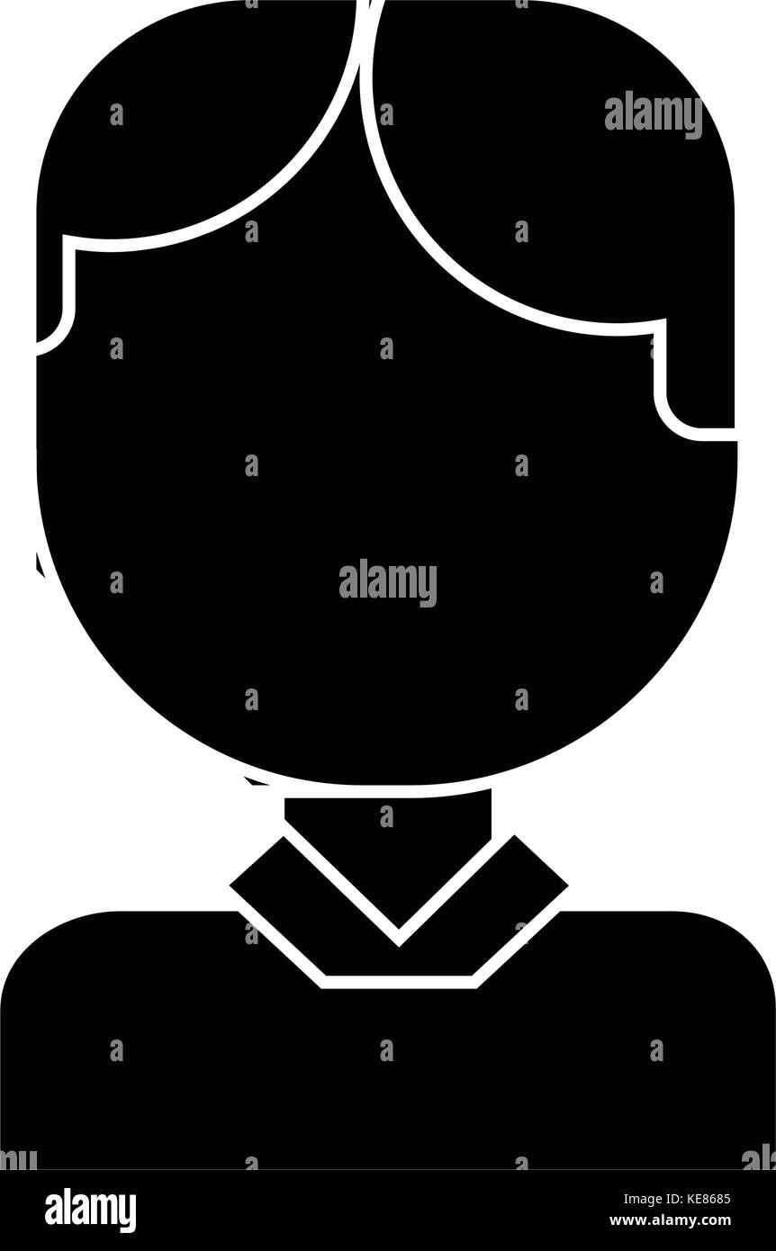 office man head icon, vector illustration, black sign on isolated ...