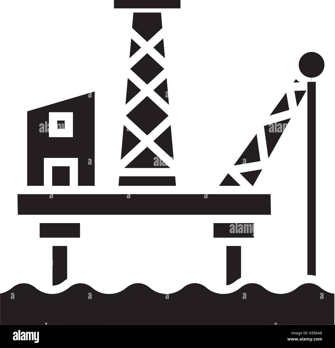 oil platform icon, vector illustration, black sign on isolated ...