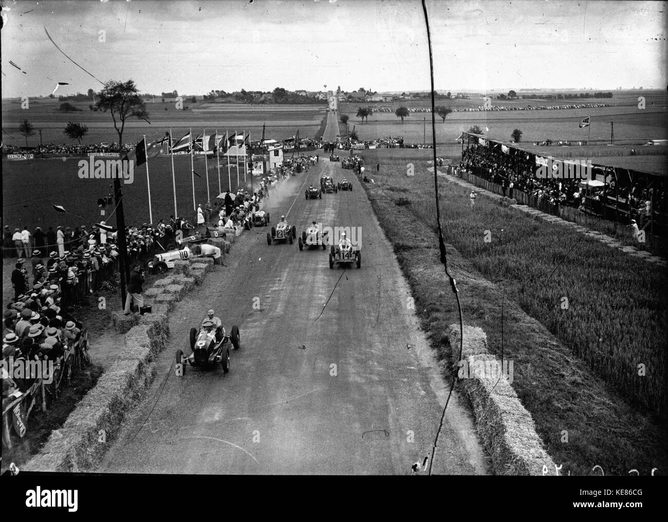 This image captures the start of the 1936 Picardie Grand Prix, an ...