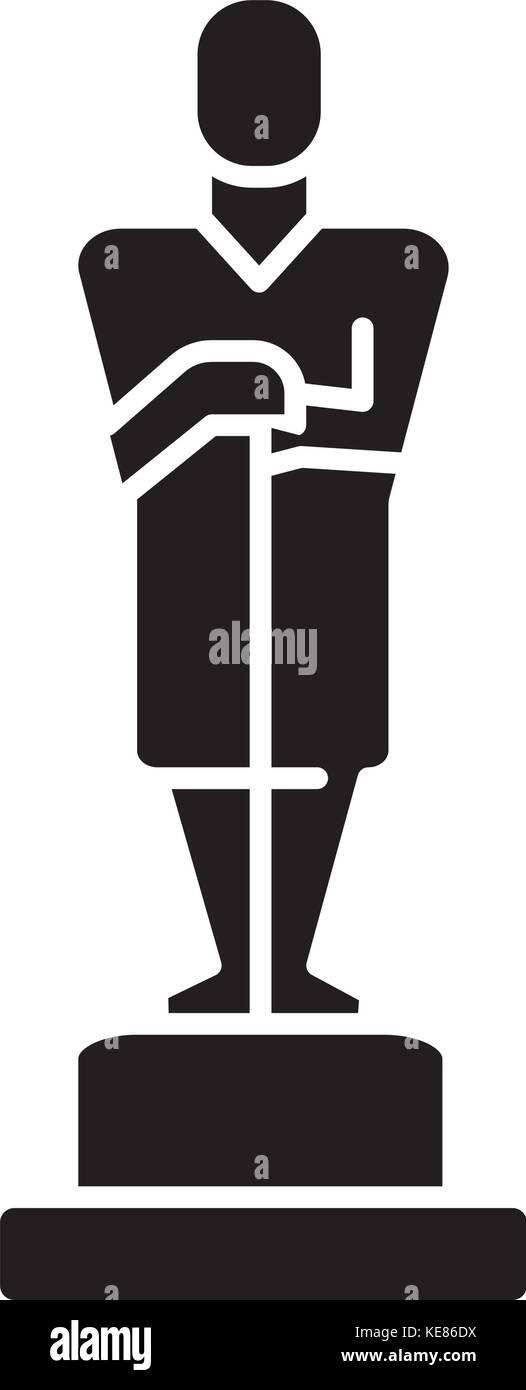 oscar - trophy icon, vector illustration, black sign on isolated ...