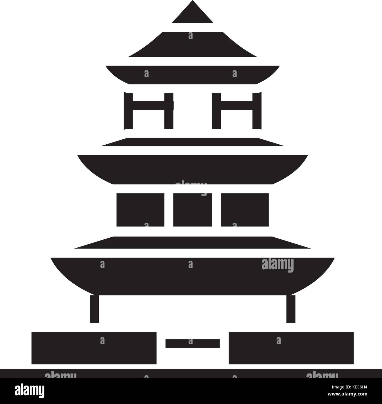 pagoda - japan icon, vector illustration, black sign on isolated ...