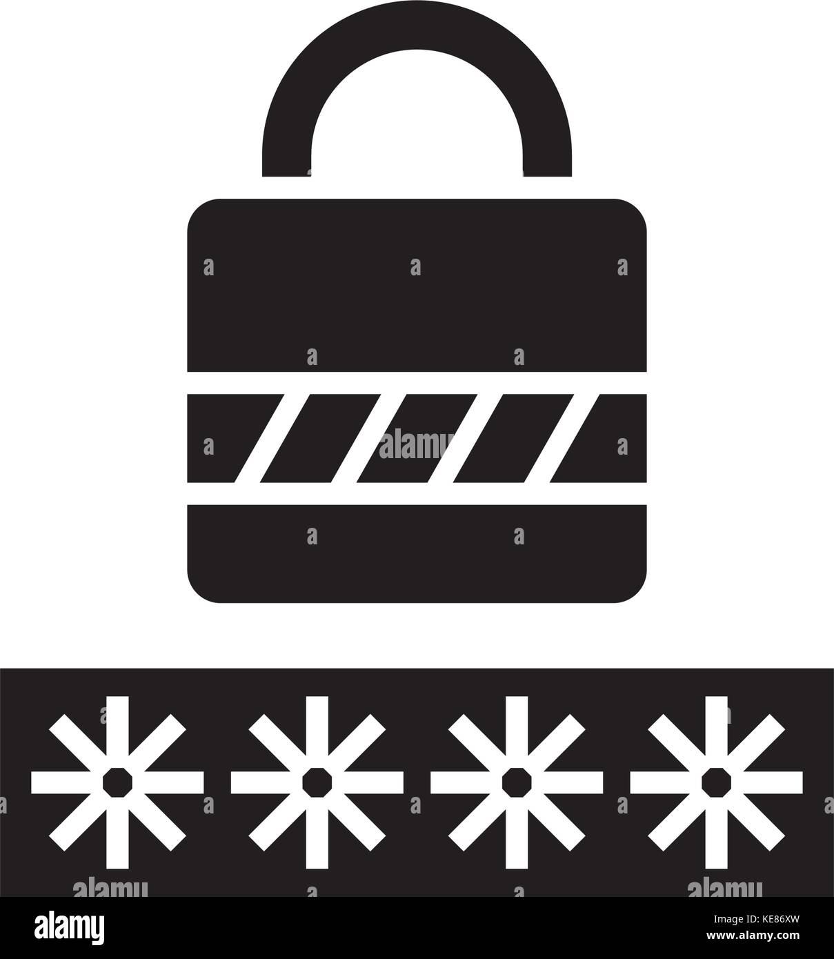 password - login lock icon, vector illustration, black sign on isolated ...