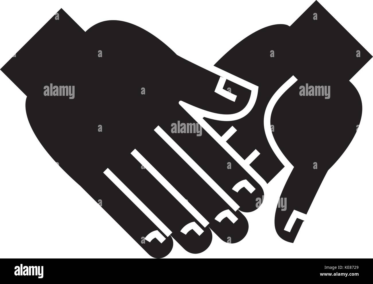 hand in hand icon, vector illustration, black sign on isolated ...