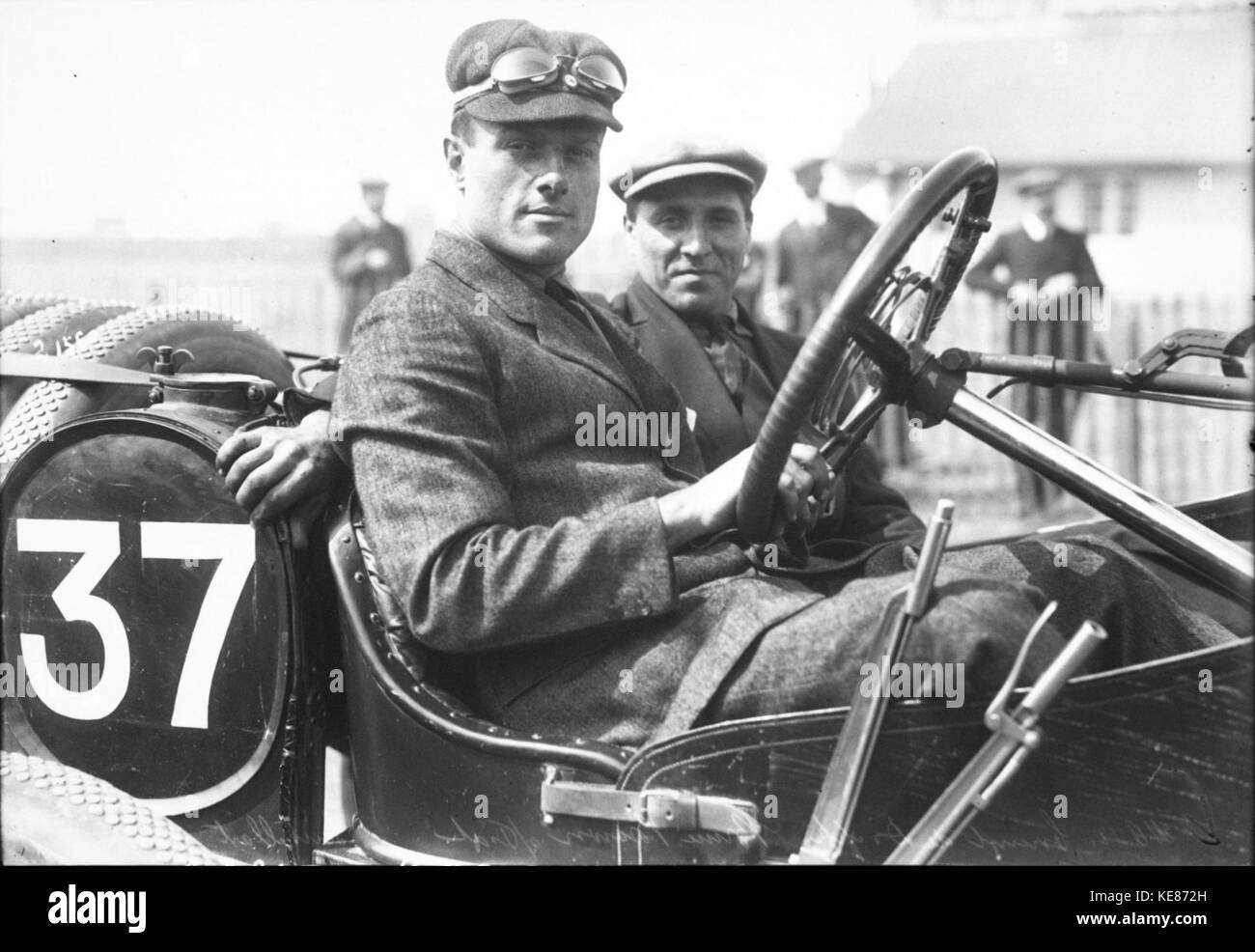 David Bruce Brown in his Fiat at the 1912 French Grand Prix at Dieppe ...