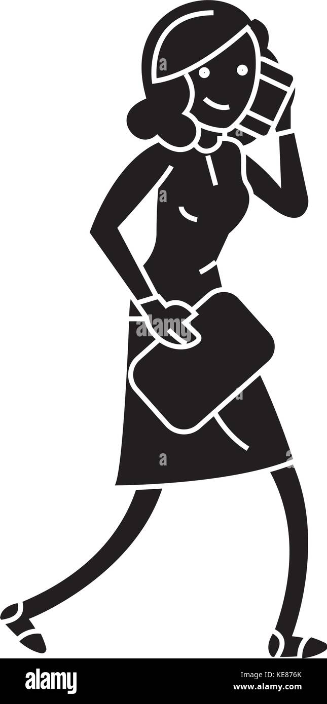 office secretary icon, vector illustration, black sign on isolated ...