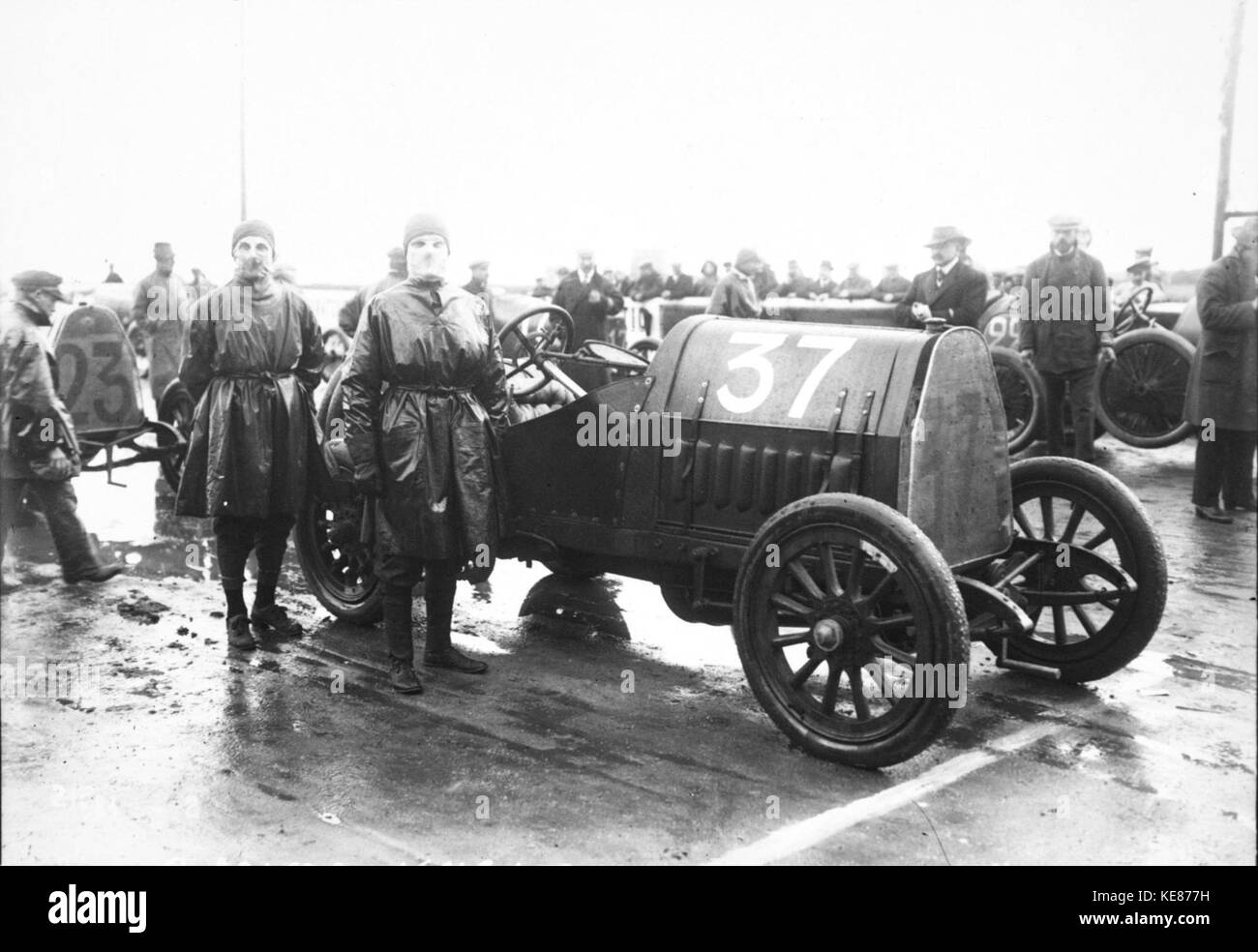 David Bruce Brown in his Fiat at the 1912 French Grand Prix at Dieppe ...