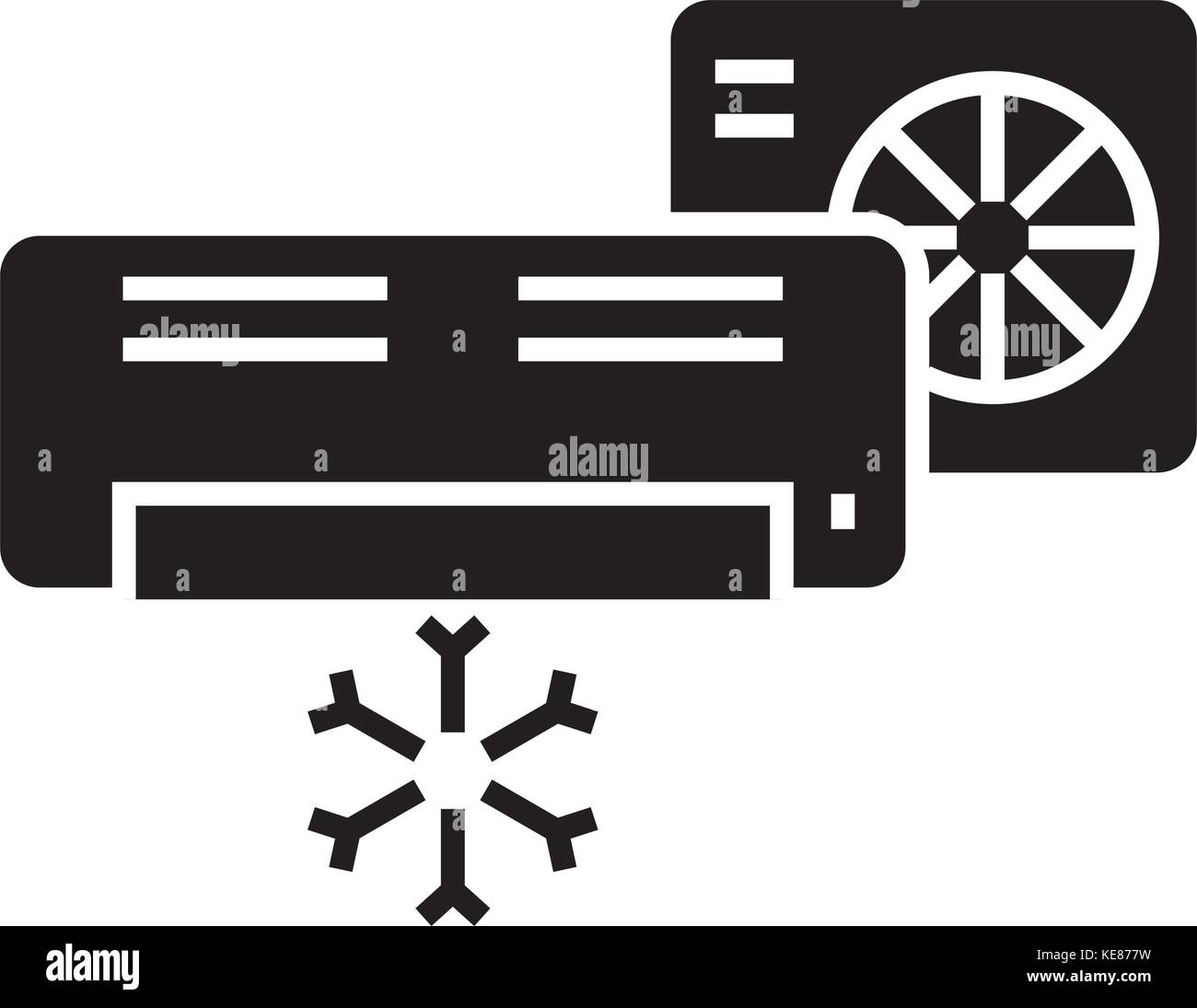 air conditioner - split system icon, vector illustration, black sign on ...