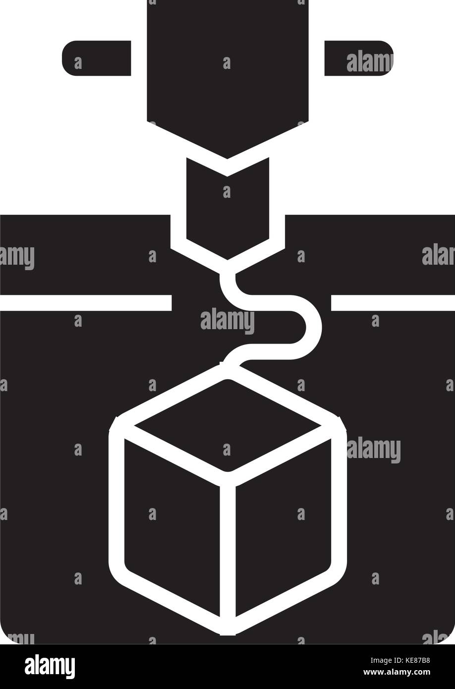 3d printing service icon, vector illustration, black sign on isolated ...