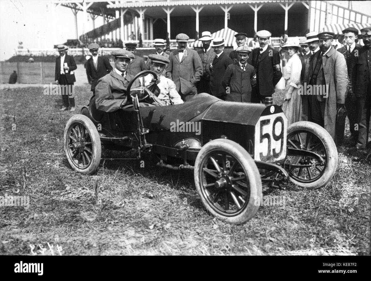 Alfieri Maserati in his Isotta Fraschini at the 1908 Grand Prix des ...