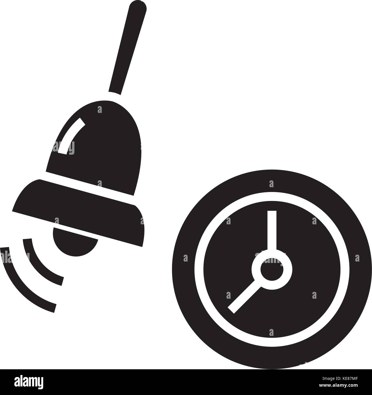 alarm - school bell icon, vector illustration, black sign on isolated ...