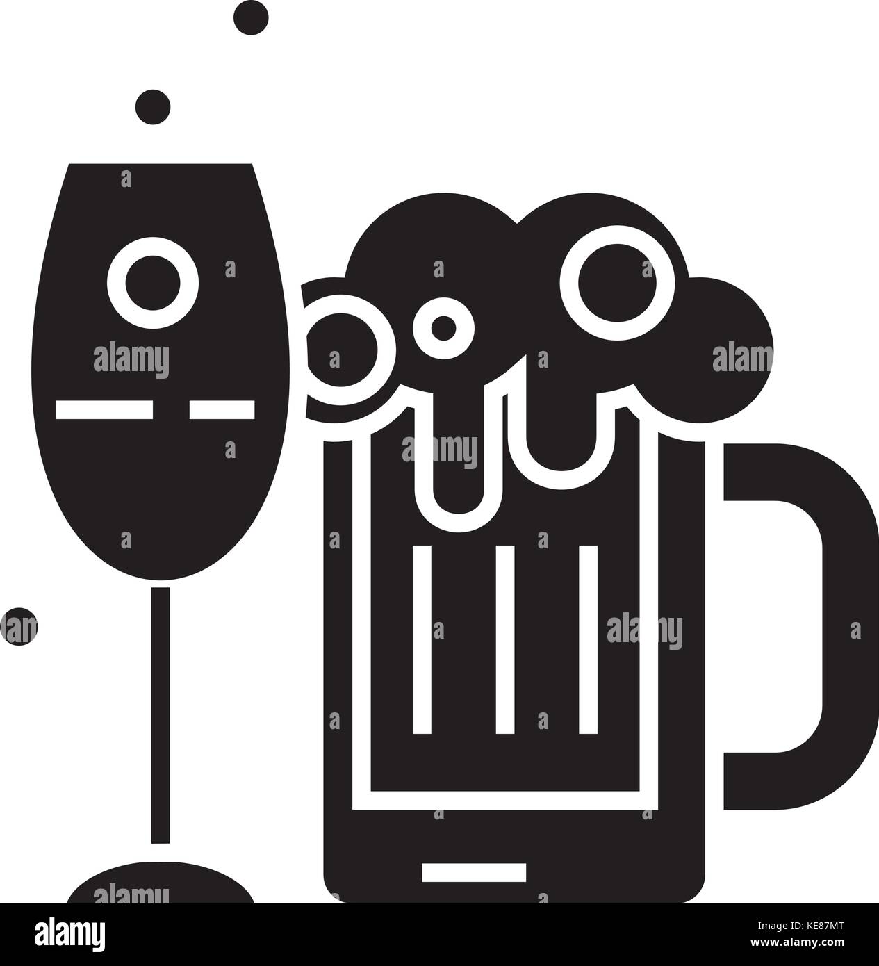 alcoholic drinks icon, vector illustration, black sign on isolated ...