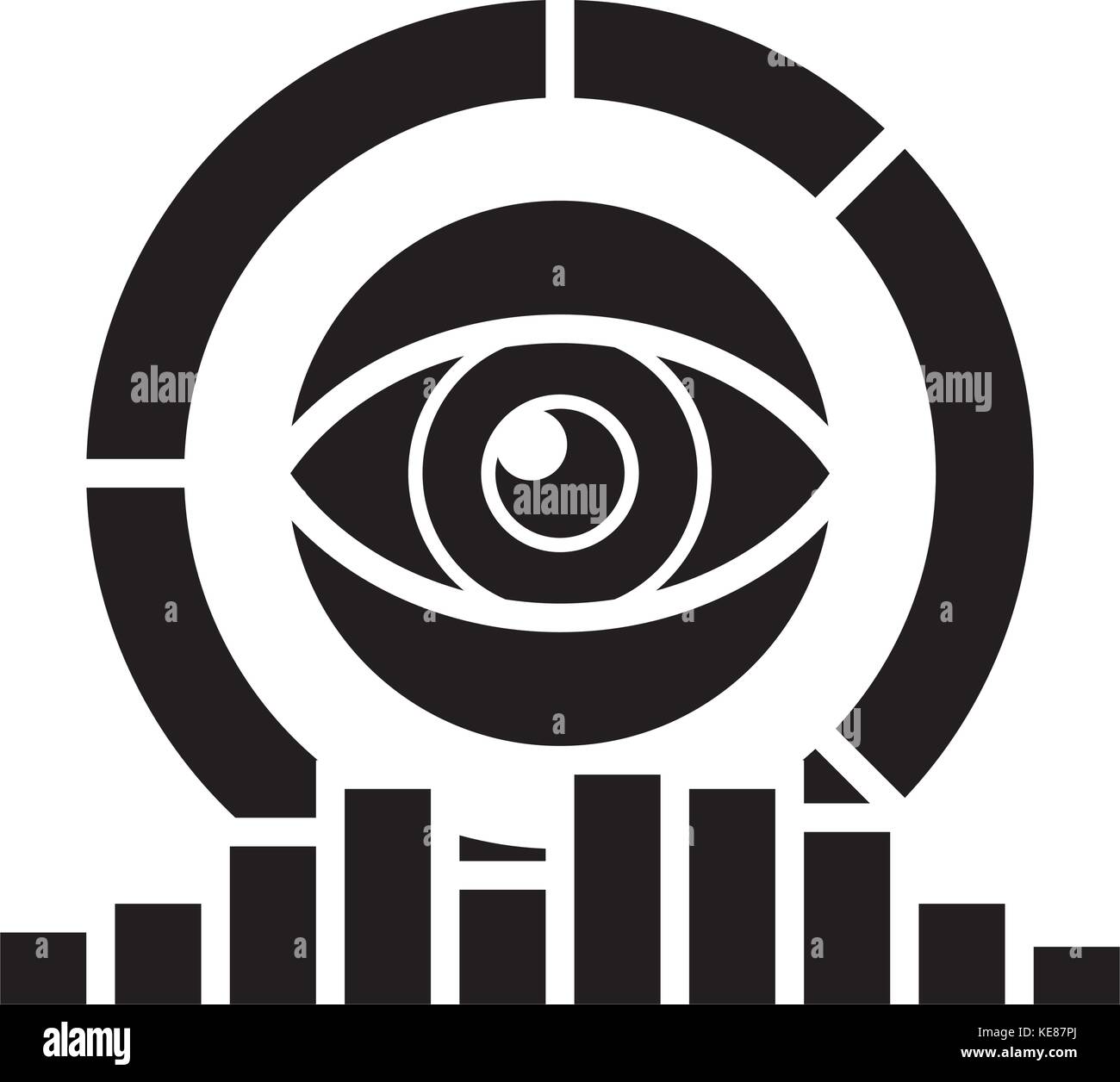 analytics - marketing research, diagrams, eye icon, vector illustration ...