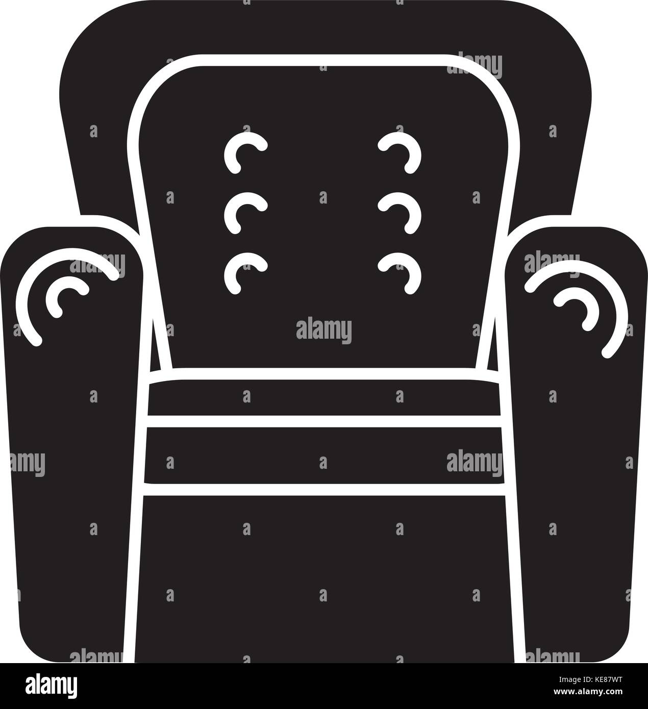 armchair icon, vector illustration, black sign on isolated background ...