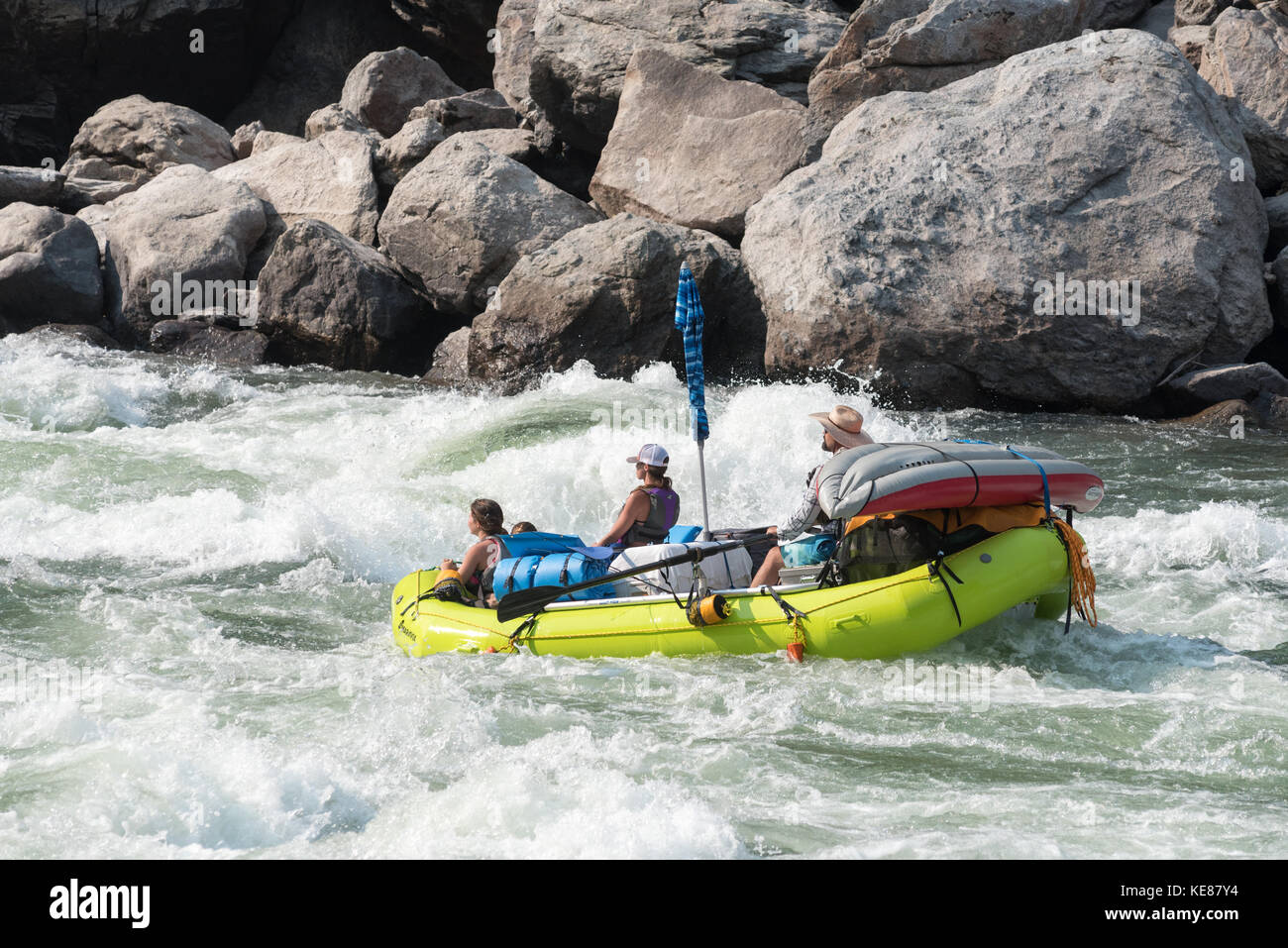 Rafting down Snow Hole Rapids on Idaho's lower Salmon River Stock Photo ...