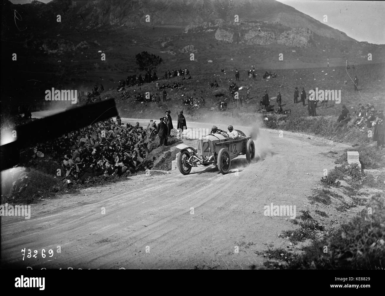 Christian Lautenschlager in his Mercedes at the 1922 Targa Florio Stock ...