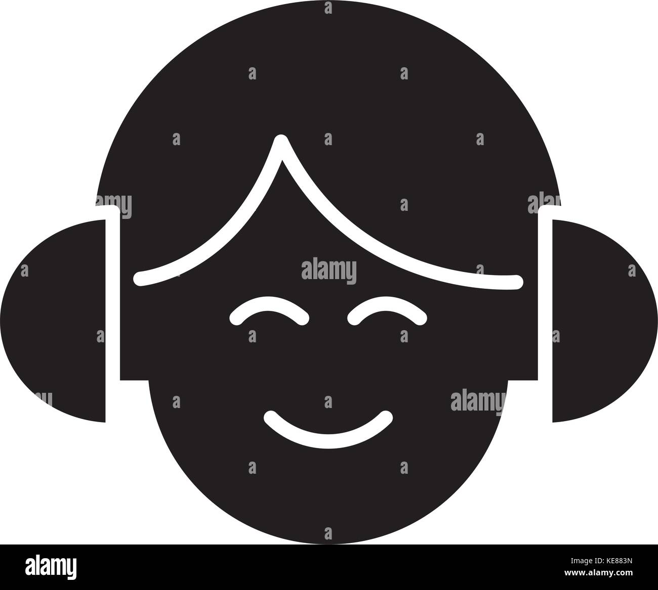 audio listening - man with headphones icon, vector illustration, black ...