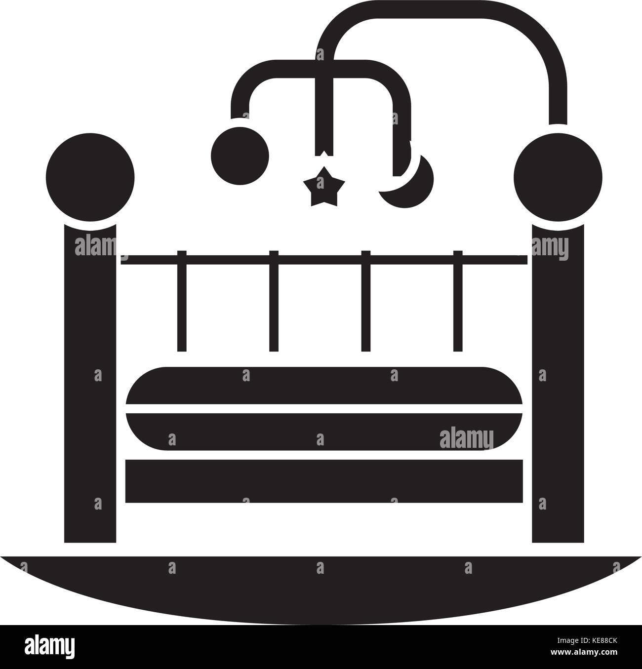 baby bed - crib icon, vector illustration, black sign on isolated ...