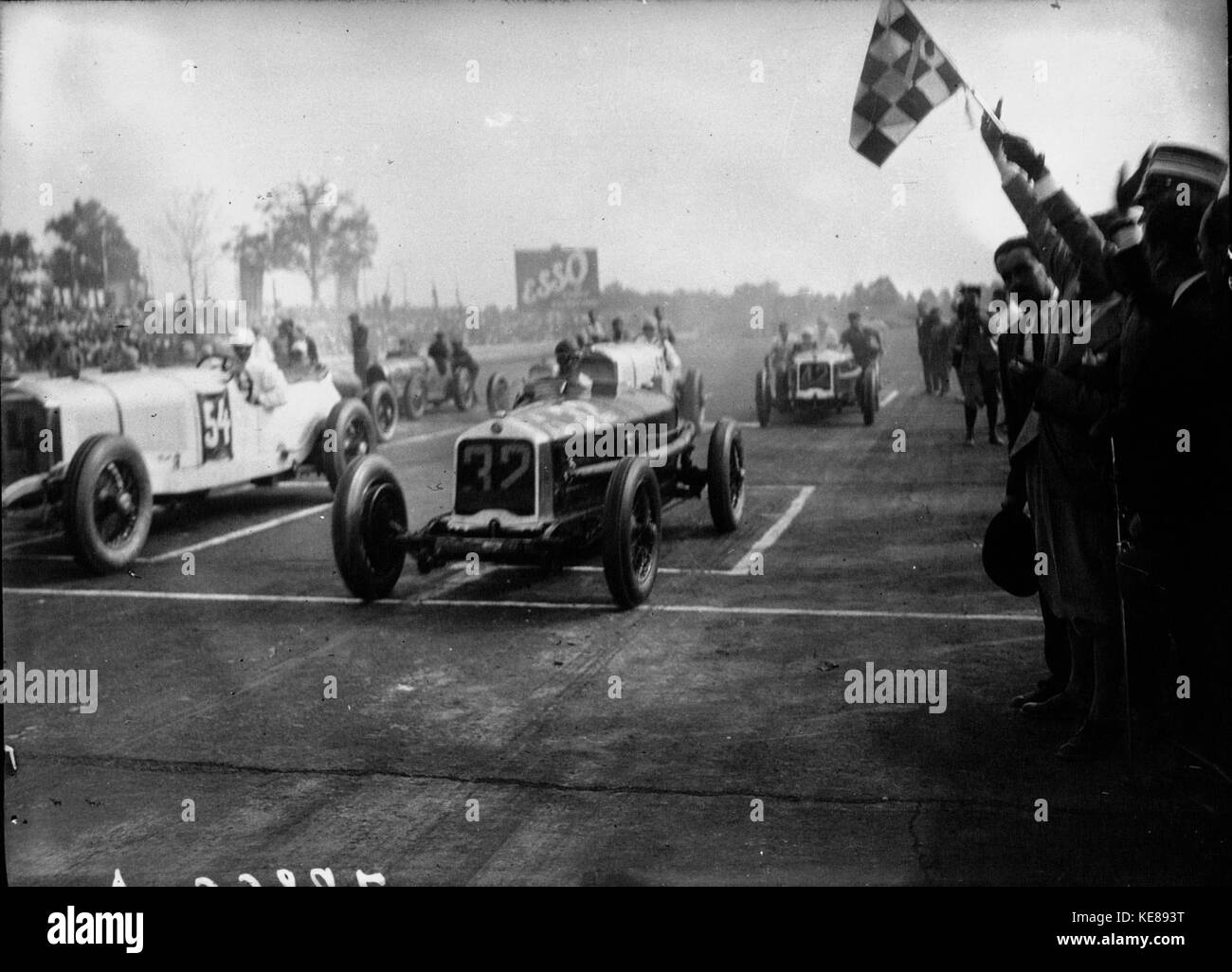This image shows the start of the 1930 Monza Grand Prix, capturing the ...