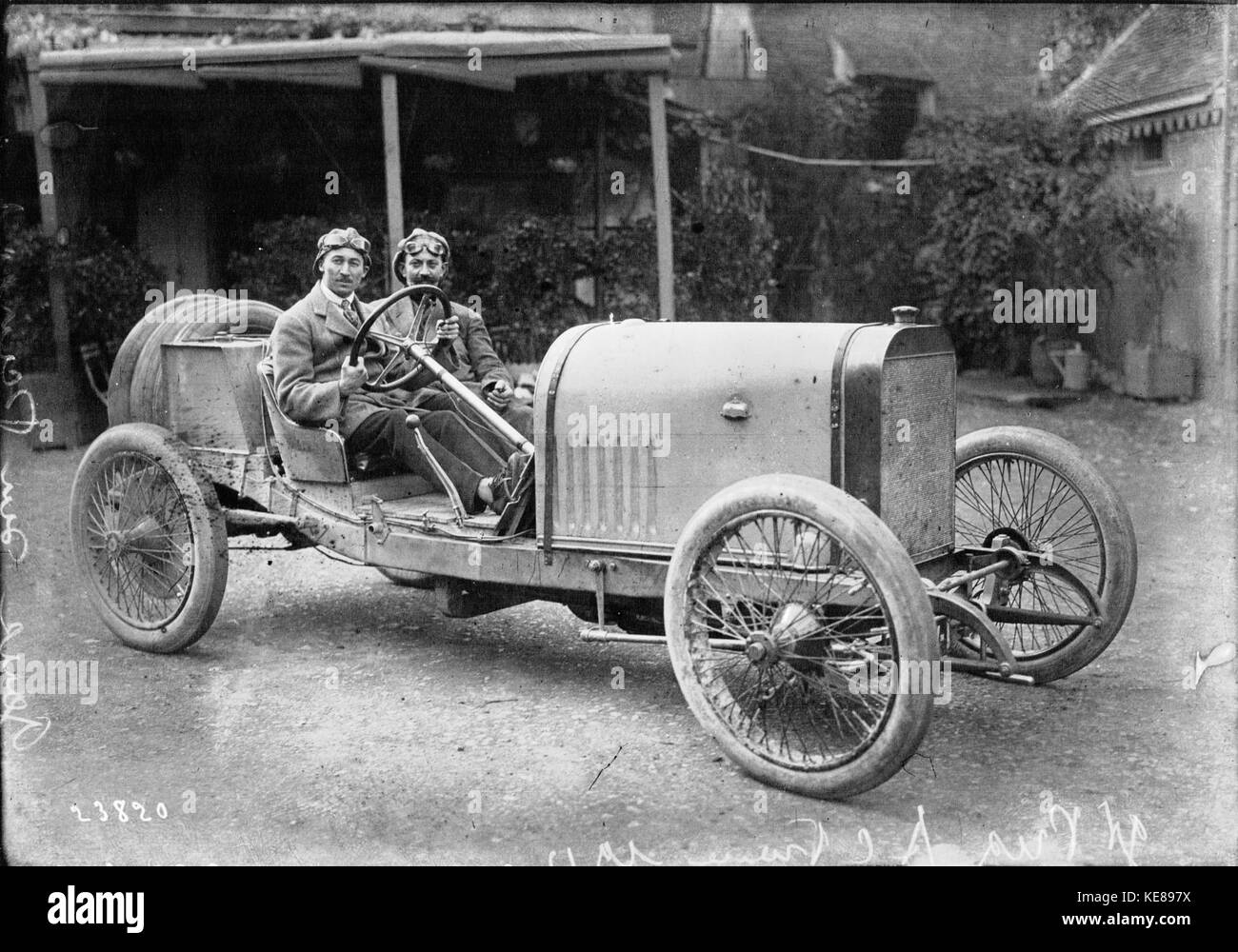 Jules Goux in his Peugeot at the 1912 French Grand Prix at Dieppe (4 ...