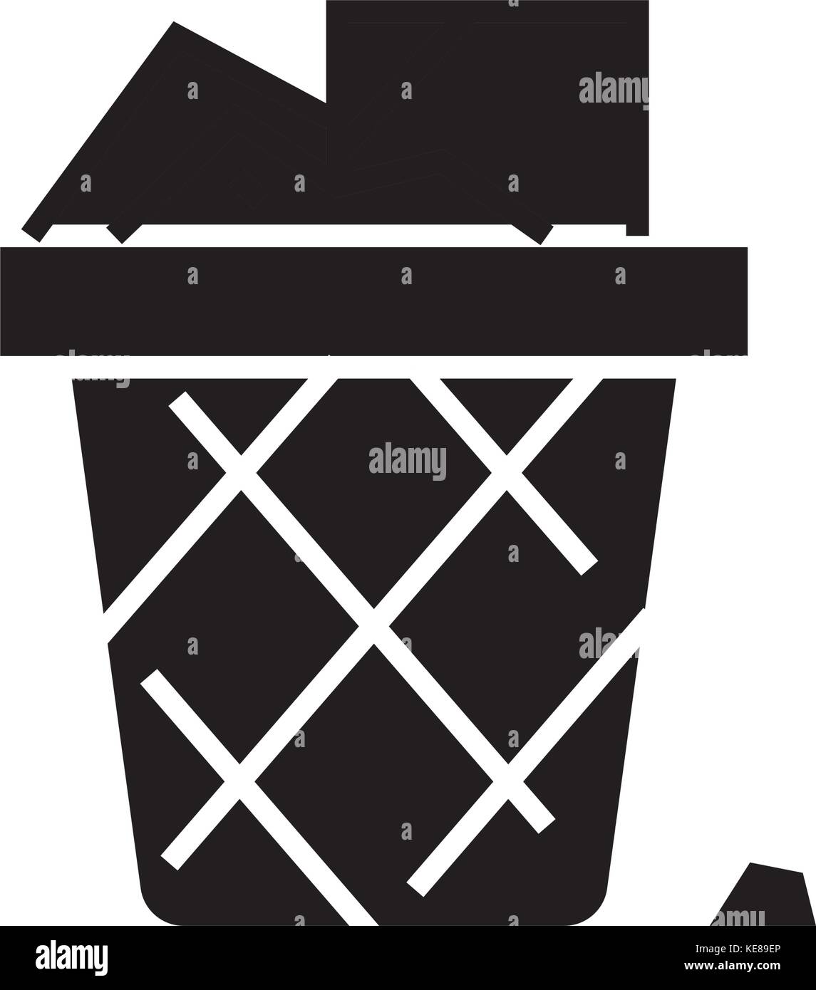 bin paper - office garbage icon, vector illustration, black sign on ...