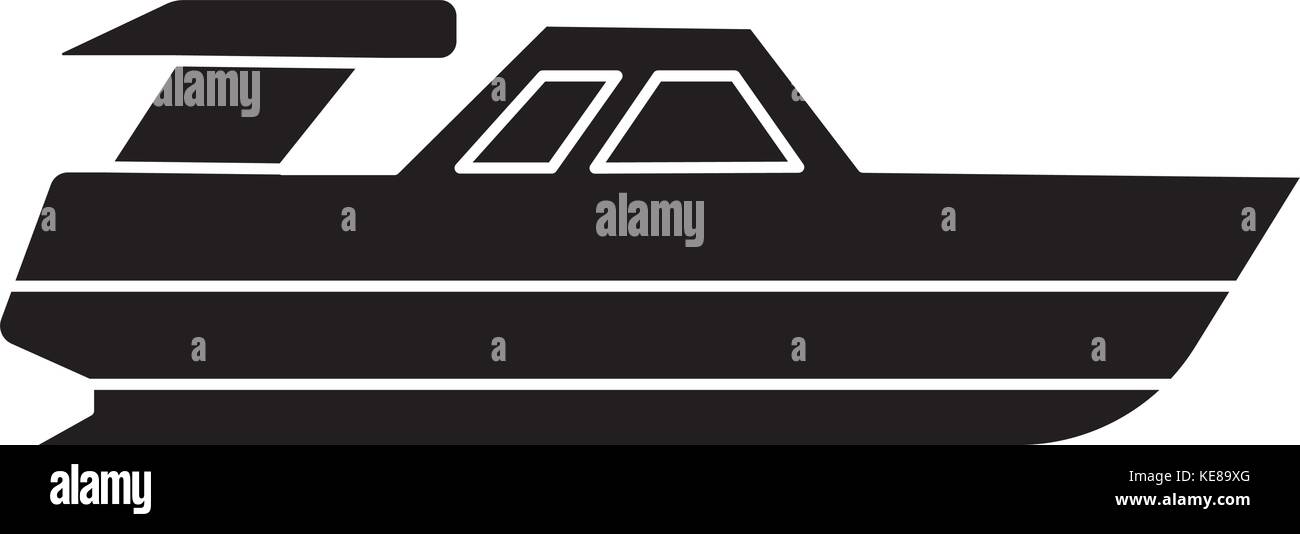 boat launch - yacht icon, vector illustration, black sign on isolated ...