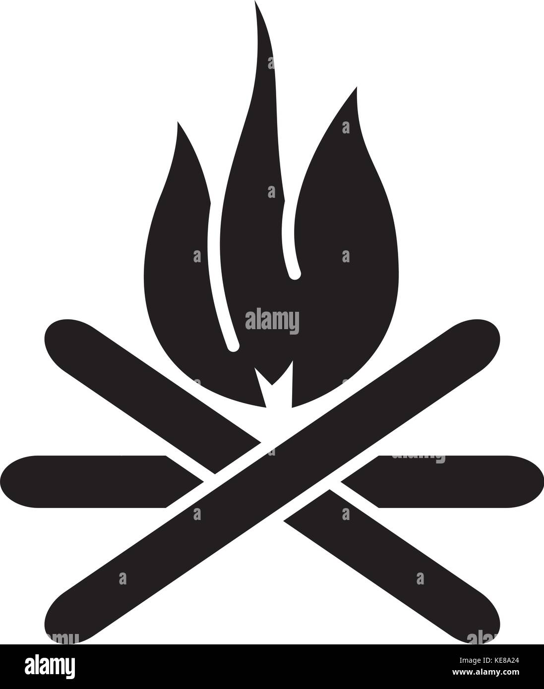 bonfire icon, vector illustration, black sign on isolated background ...