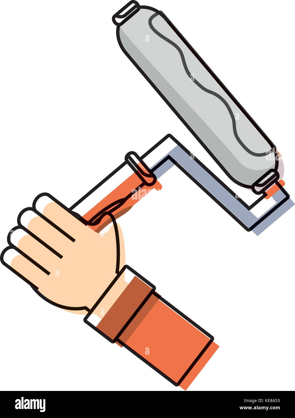 hand with paint roller vector illustration Stock Vector Image & Art - Alamy