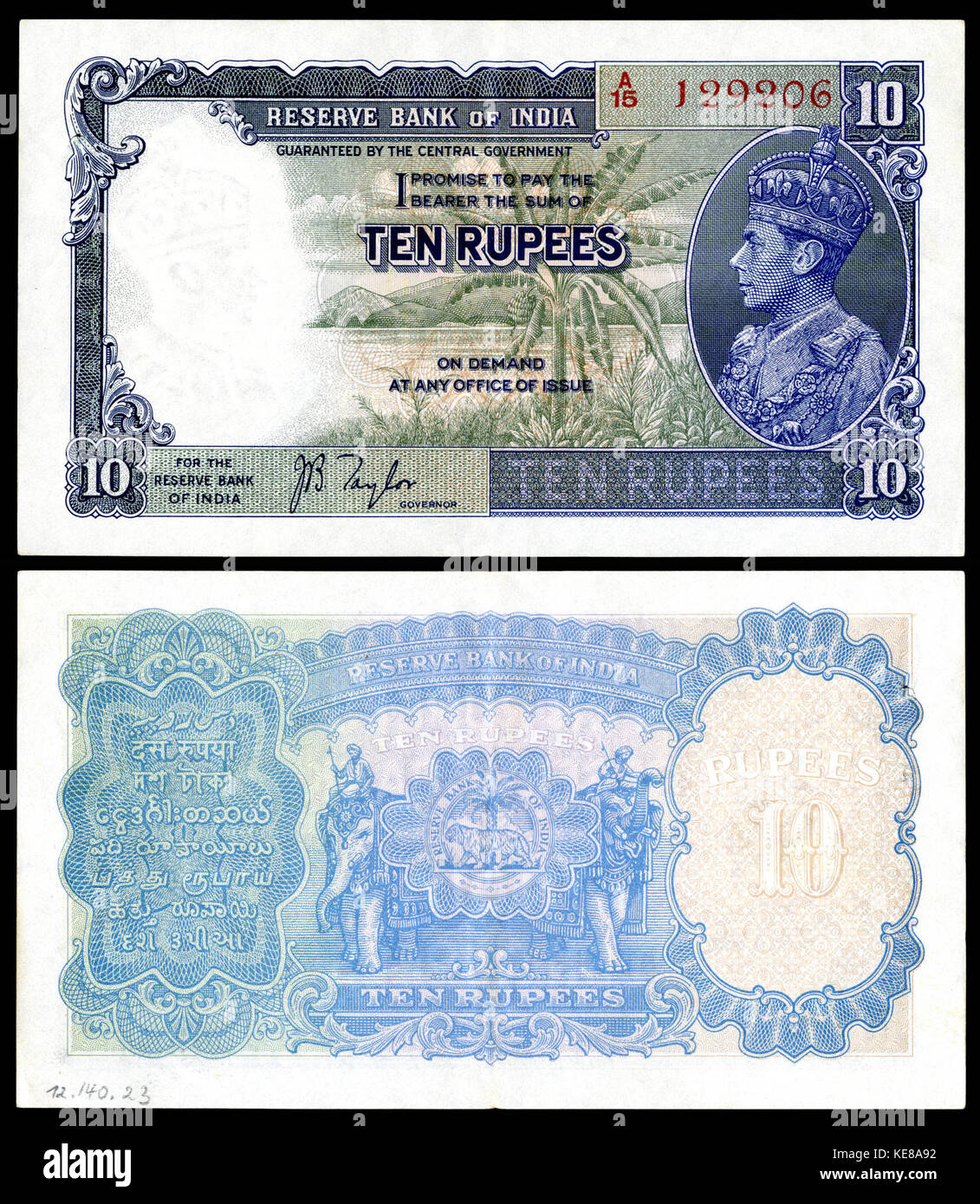 IND 19a Reserve Bank of India 10 Rupees (1937 Stock Photo - Alamy