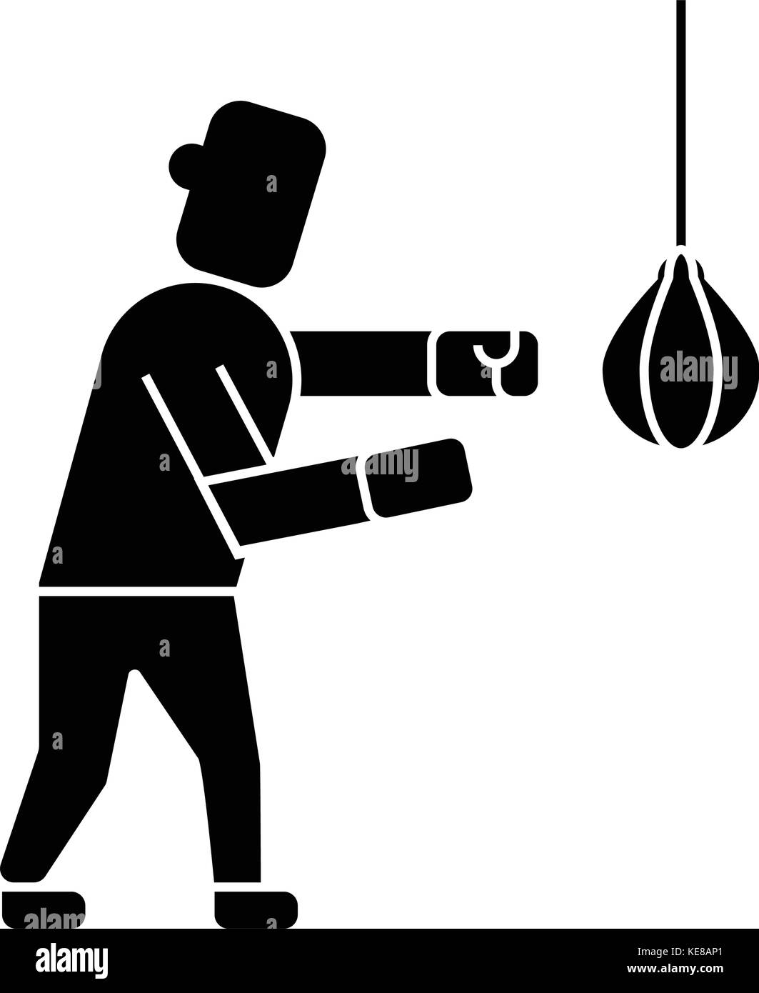 boxing icon, vector illustration, black sign on isolated background ...