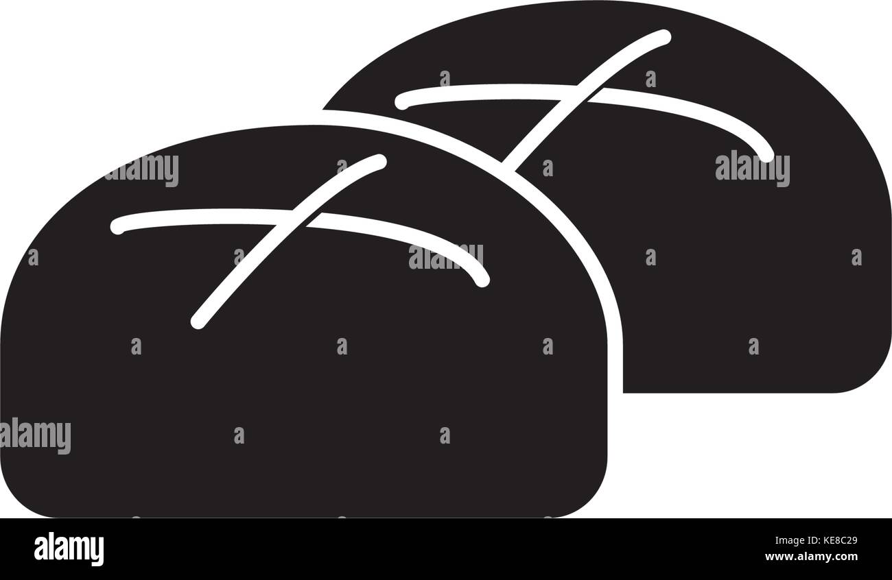 buns roll baked bread icon, vector illustration, black sign on isolated ...
