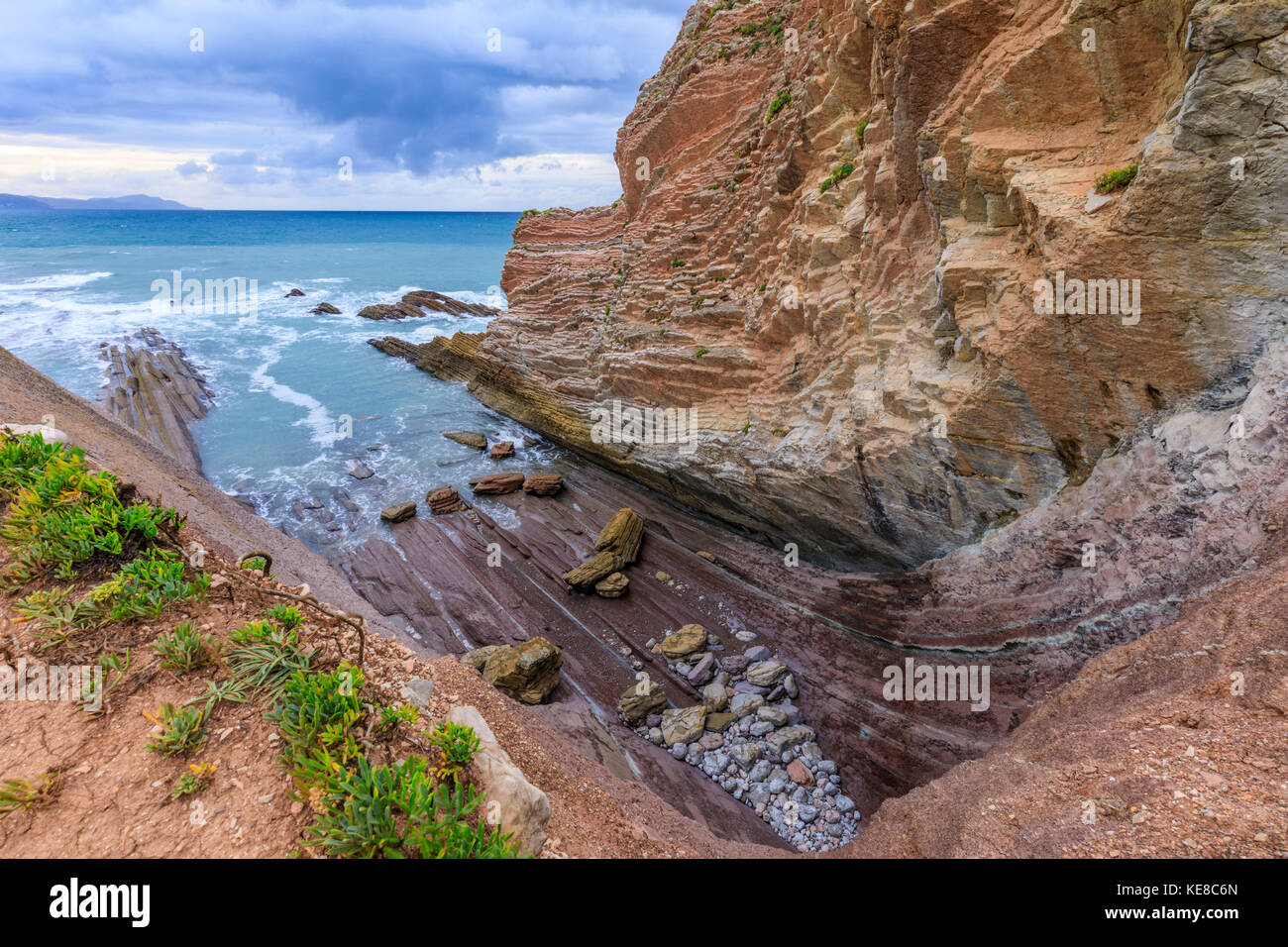 Flysch rock formation and beach, Spain Stock Photo - Alamy